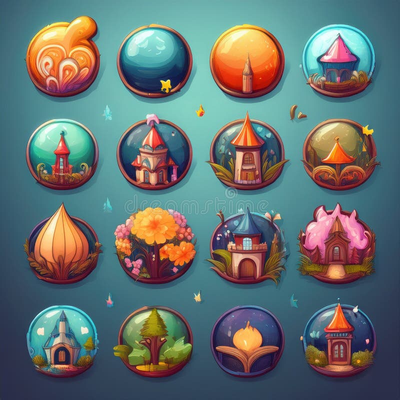 Fantasy set stock illustration. Illustration of ornate - 371275458