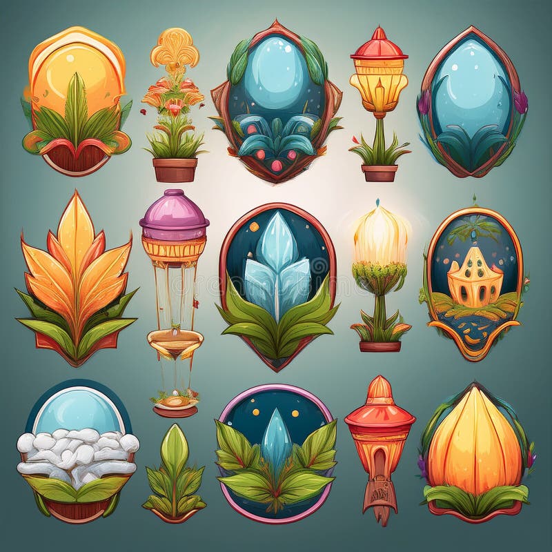 Fantasy set stock illustration. Illustration of green - 371275466