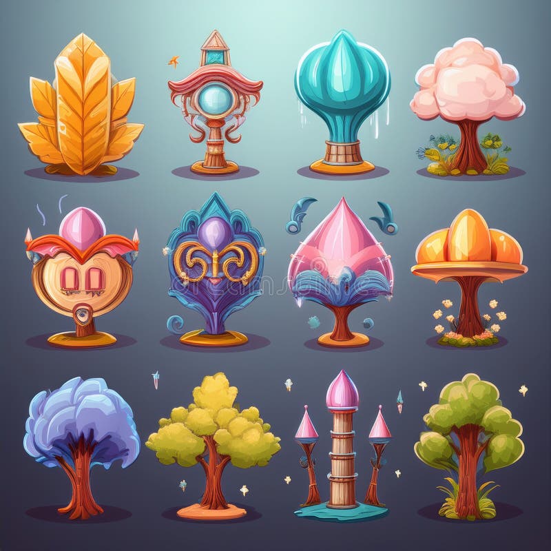 Fantasy set stock illustration. Illustration of objects - 371275472