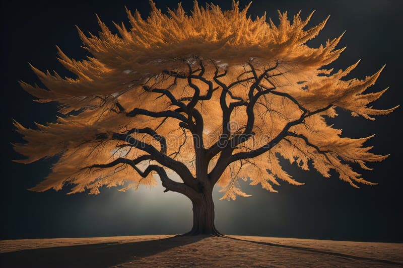 Fantasy Silhouette of a Tree in the Desert. Ai Generative Stock ...