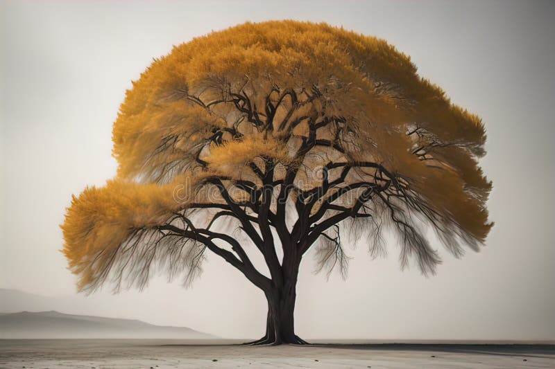 Fantasy Silhouette of a Tree in the Desert. Ai Generative Stock ...