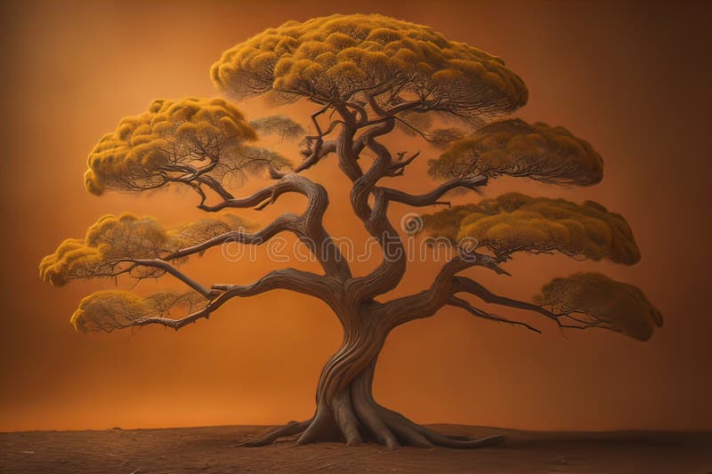 Fantasy Silhouette of a Tree in the Desert. Ai Generative Stock ...