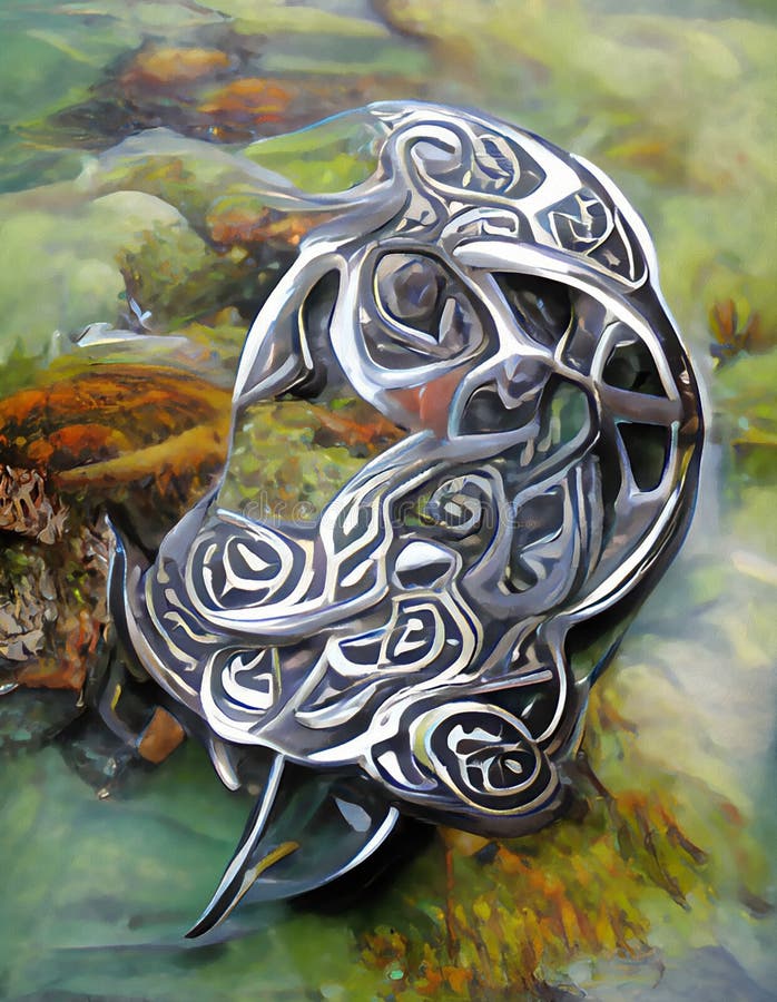 Fantasy Silver Artefact - Abstract Digital Art Stock Illustration ...