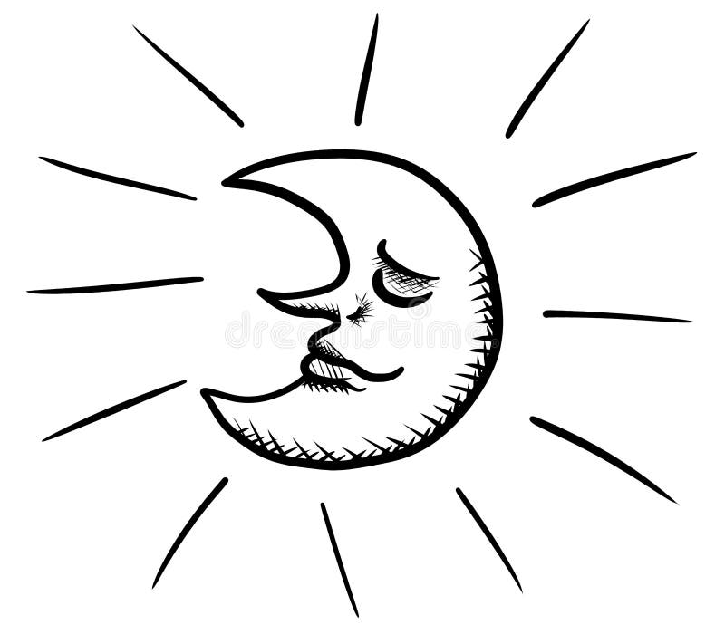 Sad Cartoon Moon stock illustration. Illustration of digital - 116520943