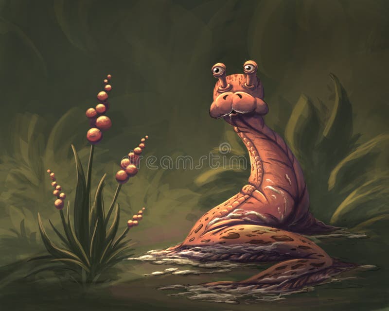 Fantasy Slug on the Green Background Stock Illustration - Illustration ...