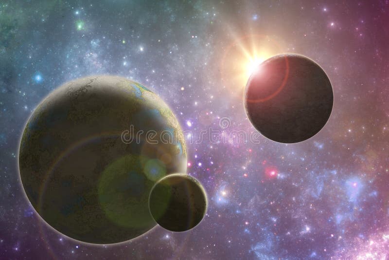 Fantasy solar system stock illustration. Illustration of exoplanet ...