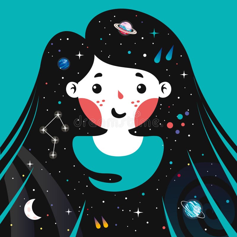 Fantasy Space with an Abstract Figure Stock Vector - Illustration of ...