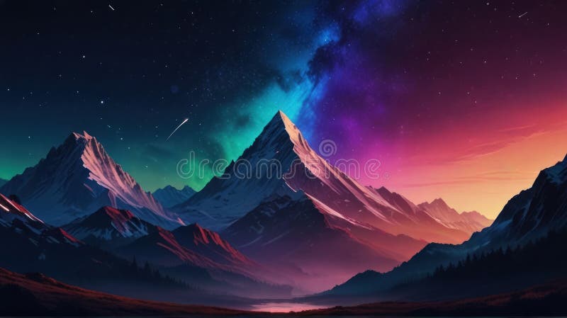 Fantasy Space Landscape with Bright Stars, Planets and Galaxies ...