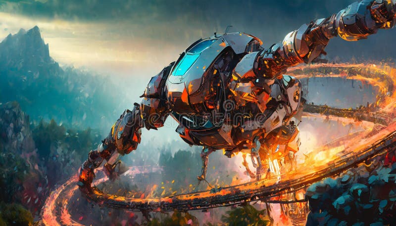 Fantasy space robot stock illustration. Illustration of games - 331356082