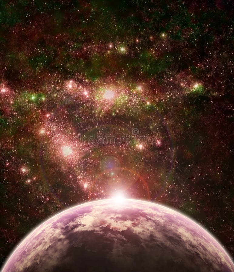 Fantasy space scene stock illustration. Illustration of light - 4865706