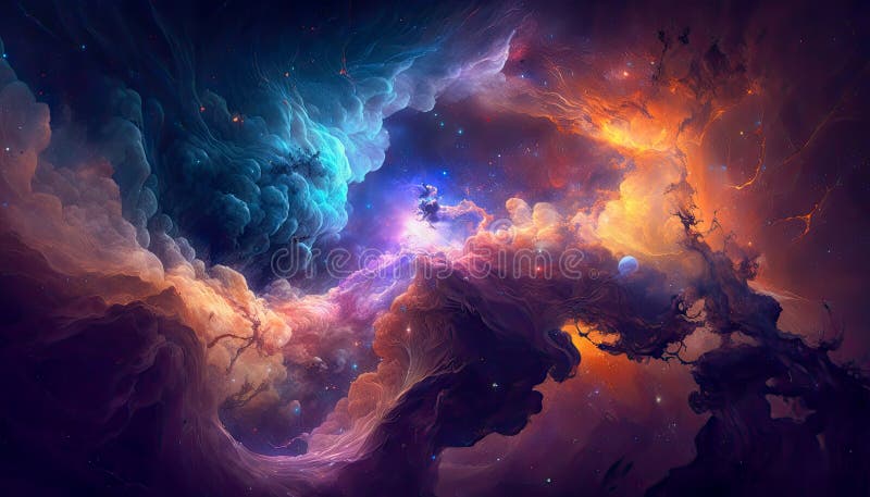 Fantasy Space Sky with Beautiful Stars and Galaxies Stock Illustration ...