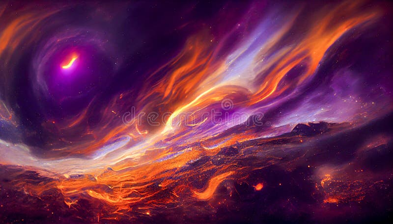 Fantasy Space Sky with Stars and Galaxies, Ai Illustration Stock ...