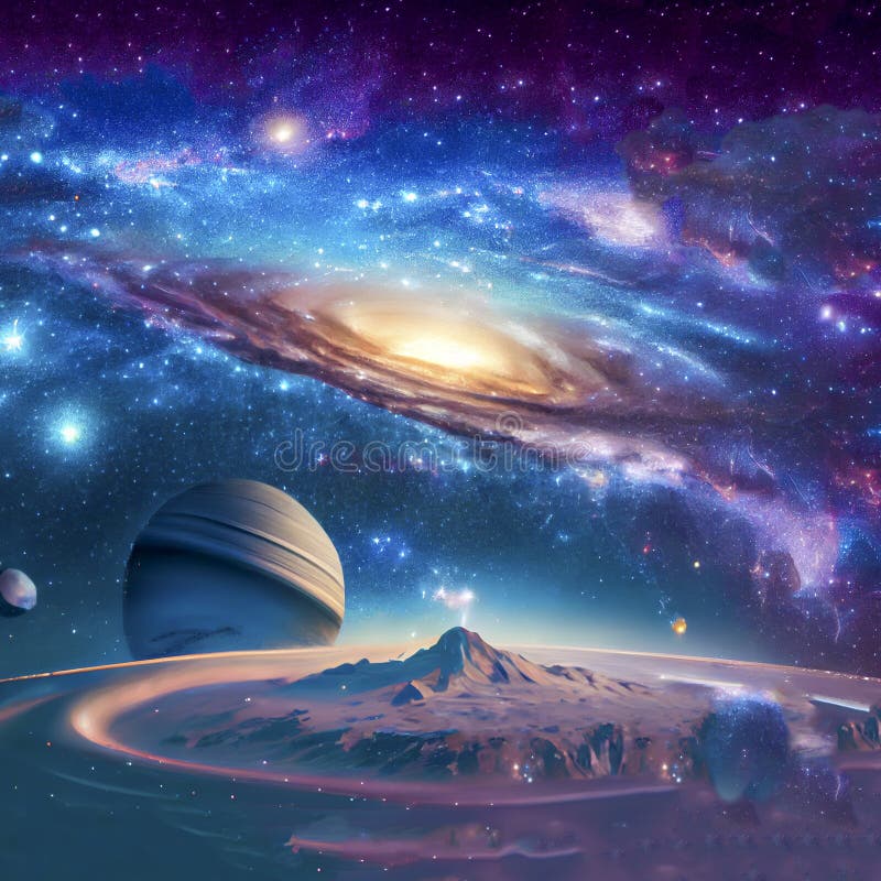 Fantasy Space Sky with Beautiful Stars and Galaxies, Illustration Stock ...
