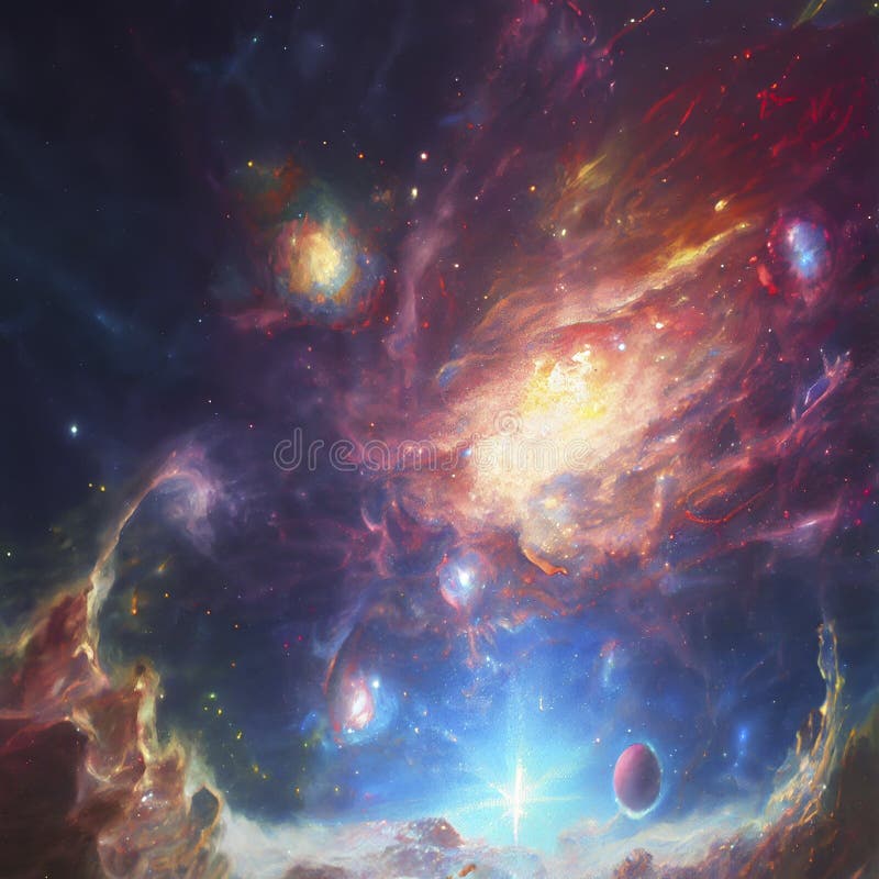 Fantasy Space Sky with Beautiful Stars and Galaxies, Illustration Stock ...