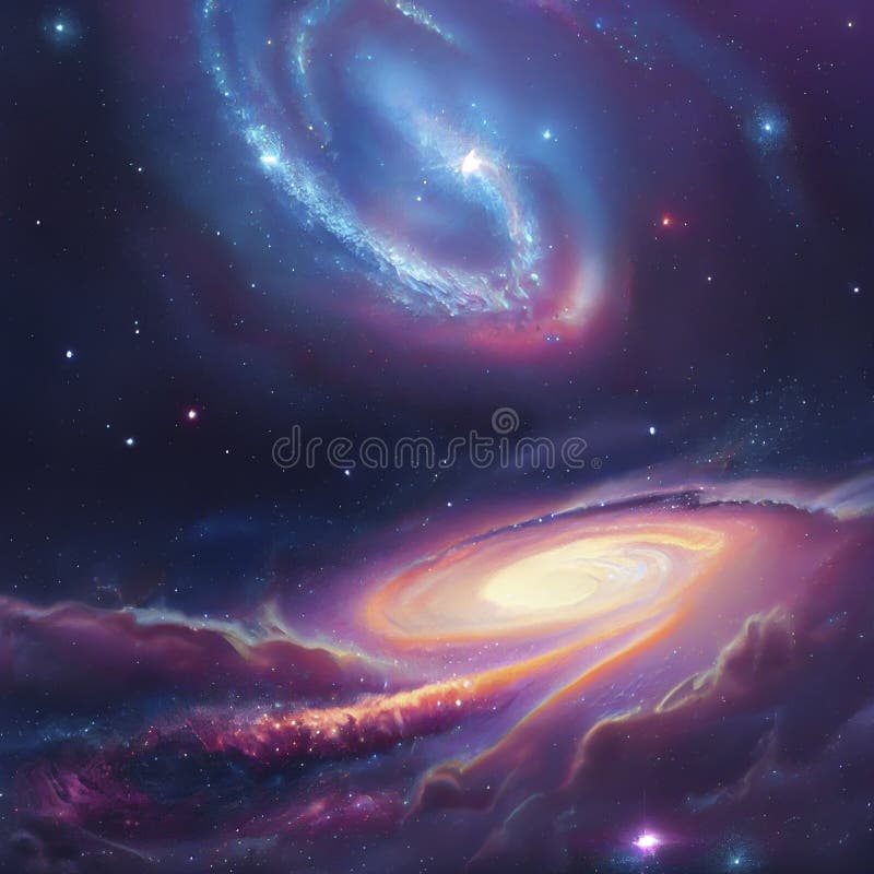 Fantasy Space Sky with Beautiful Stars and Galaxies, Illustration Stock ...