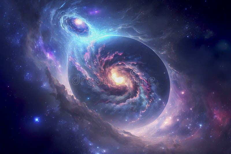 Fantasy Space Sky with Beautiful, Generative Ai Illustration Stock ...