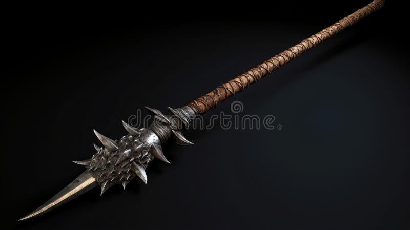 Fantasy Spiked Weapon on Black Background Stock Illustration ...