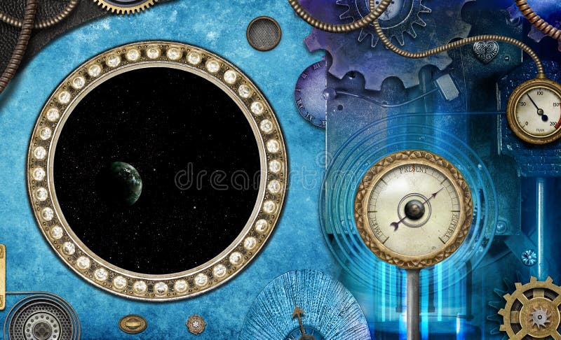 Fantasy Steampunk Spaceship Time Machine Stock Photo - Image of window ...