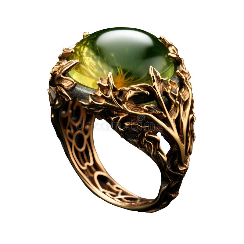 Fantasy Stone Ring, Beautifully Decorated, Displayed on a Transparent ...