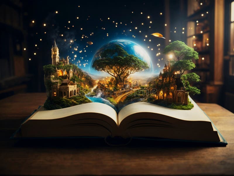 A Fantasy Storybook Coming To Live Stock Illustration - Illustration of ...