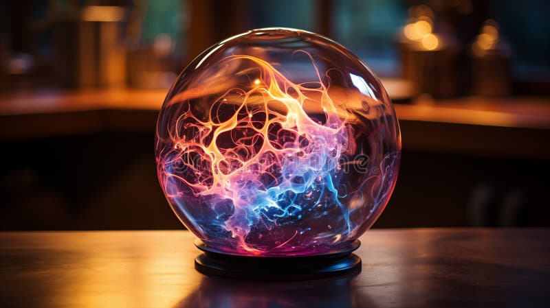 Fantasy Style Plasma Ball. Multi-colored Lightning in a Glass Sphere ...