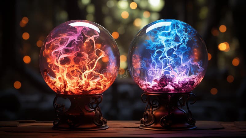 Fantasy Style Plasma Ball. Multi-colored Lightning in a Glass Sphere ...
