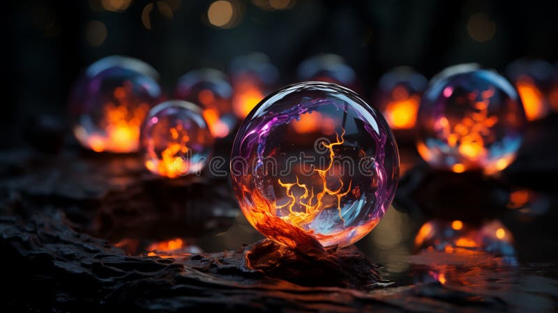 Fantasy Style Plasma Ball. Multi-colored Lightning in a Glass Sphere ...