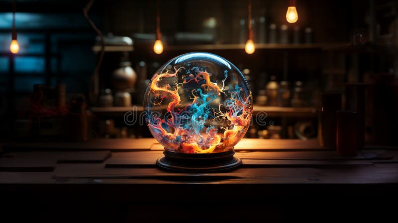 Fantasy Style Plasma Ball. Multi-colored Lightning in a Glass Sphere ...