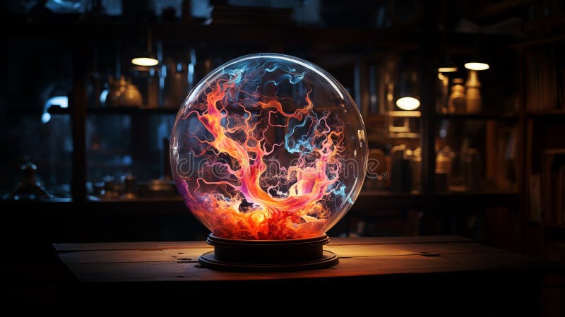 Fantasy Style Plasma Ball. Multi-colored Lightning in a Glass Sphere ...