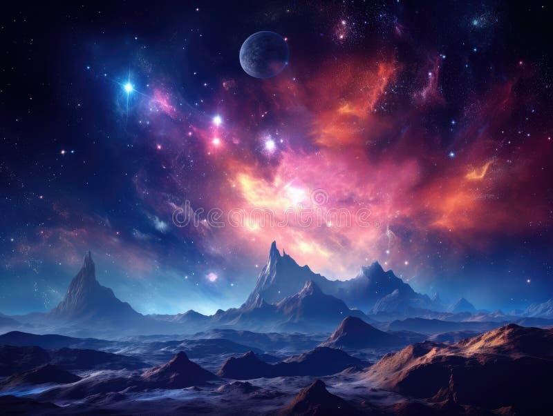 Space Scene with Planets and Stars. Generative AI Stock Illustration ...