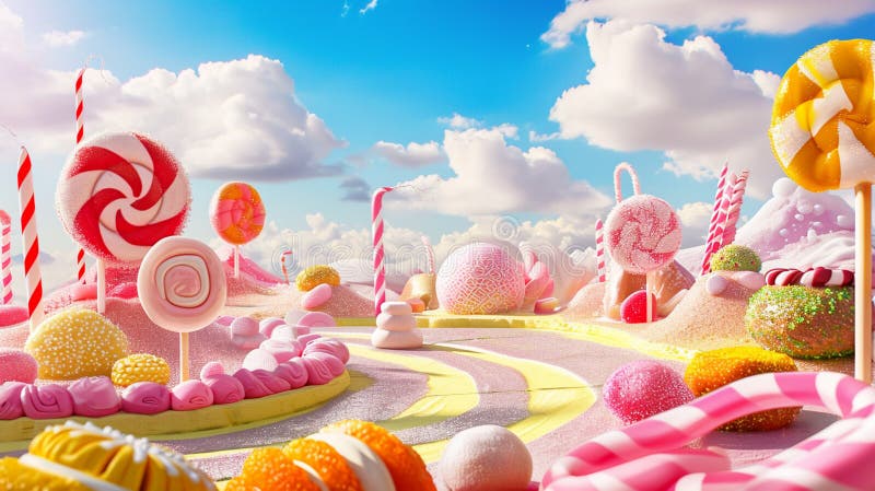 Fantasy Sweet Candy Land with Lollies. Ai Generative Stock Illustration ...