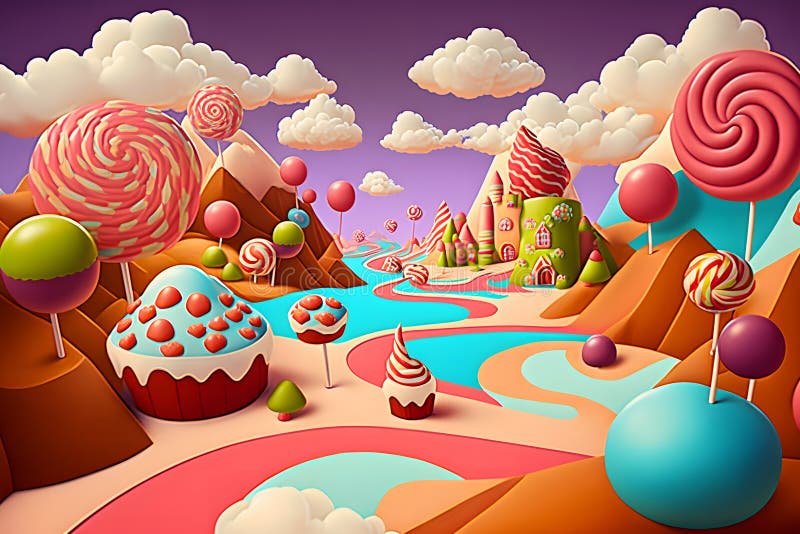 Fantasy Sweet Candy Land. Neural Network AI Generated Stock ...