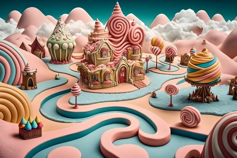 Fantasy Sweet Candy Land. Neural Network AI Generated Stock ...