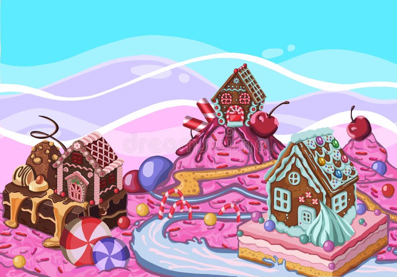 Fantasy Sweet Food Land. Illustration Stock Illustration - Illustration ...