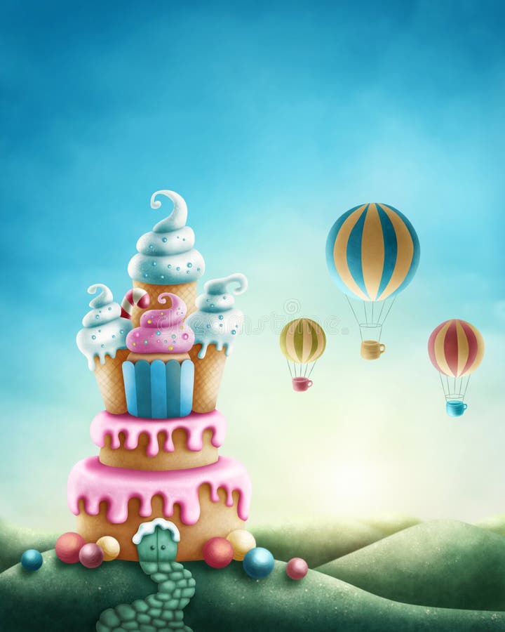 Fantasy sweet food land stock vector. Illustration of cartoon - 27542530