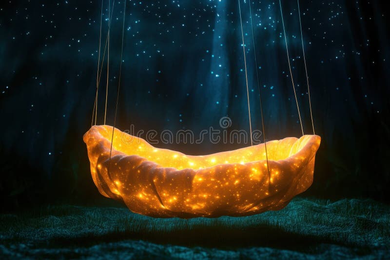 Fantasy Swing Glowing Under Starlit Sky Serene Forest Setting Stock ...