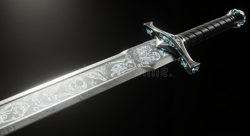 Fantasy Sword with Celestial Engravings 3d Render Stock Photo - Image ...