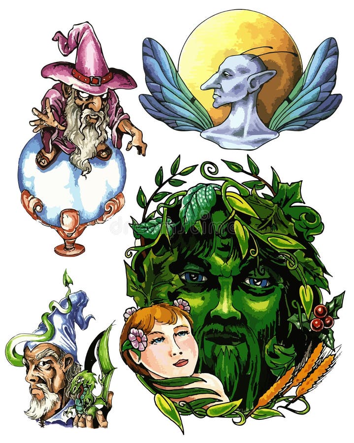 Fantasy Tattoo Flash Set. Set of Labels and Elements. Vector Set ...