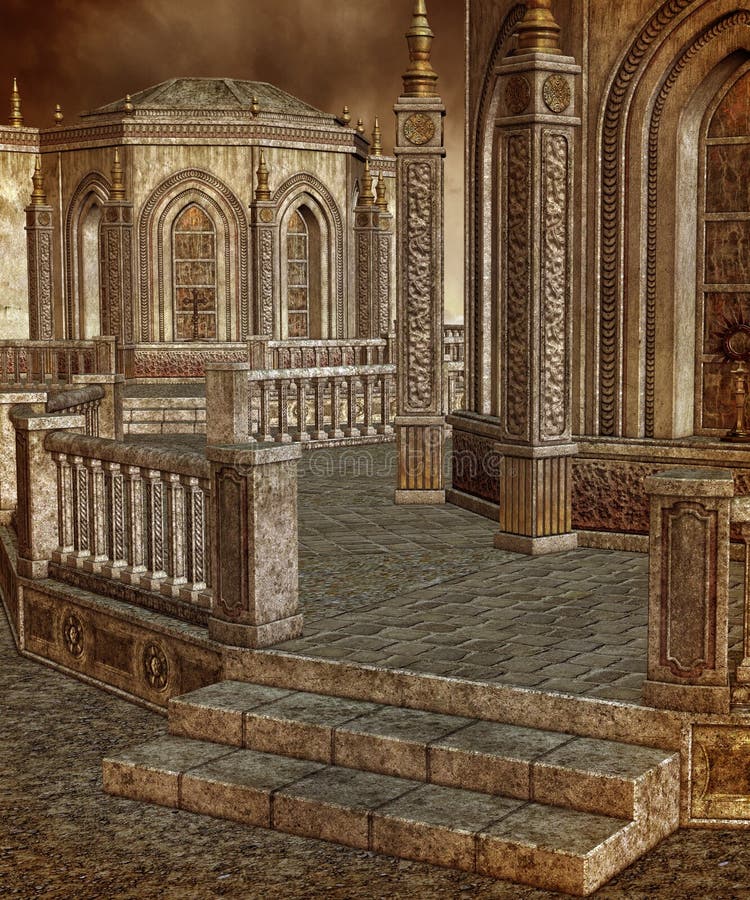 Fantasy temple 9 stock illustration. Illustration of stone - 12392857