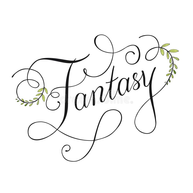 Fantasy Text Calligraphy with Decor Elements Vector Stock Illustration ...