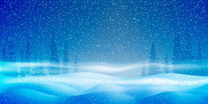 Fantasy on the Theme of the Winter Landscape. Falling Snow, Forest and ...