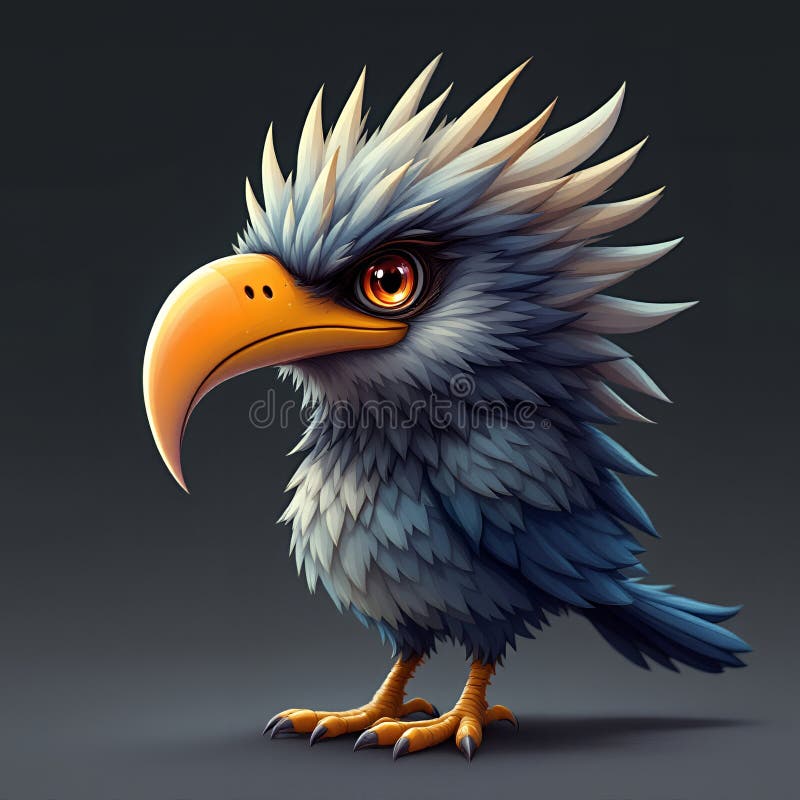 Fantasy-Themed Anime Bird with Distinctive Features Stock Illustration ...