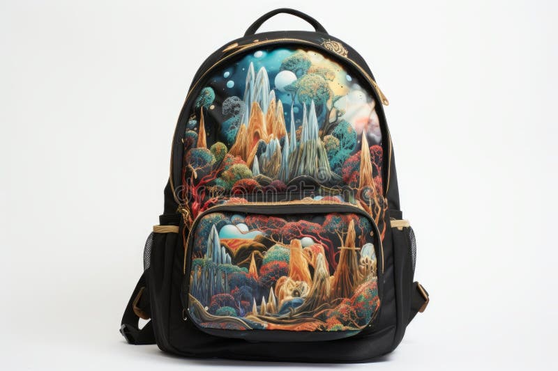 Fantasy Themed Backpack on White Background Stock Illustration ...