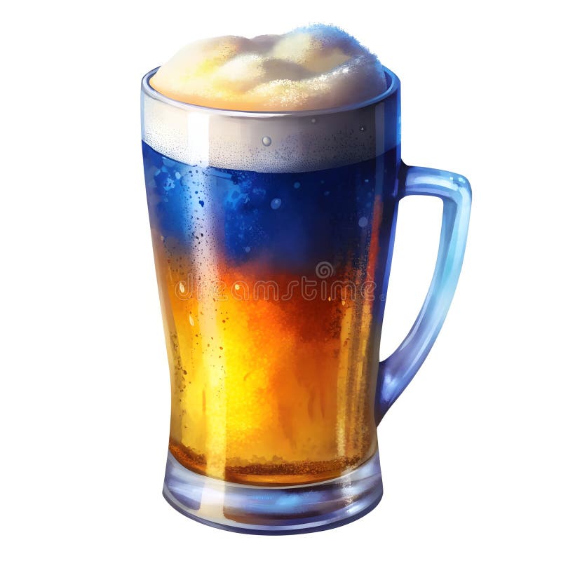 A Vibrant, Fantasy-themed Beer Mug with Dynamic Waves and Bubbles in a ...