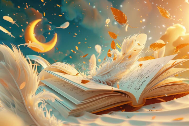 A Fantasy-themed Image of an Open Book, Invoking Magic Stock ...