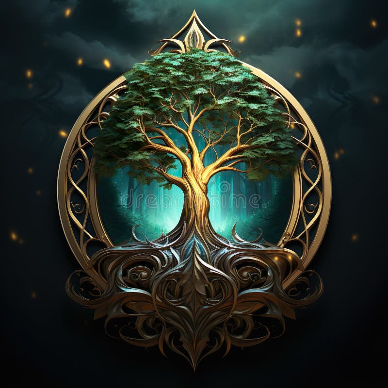 Fantasy Themed Stylish Logo with an Elven Theme Stock Illustration ...