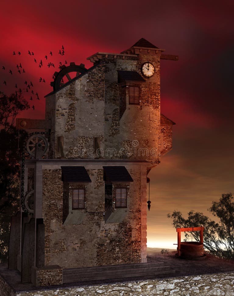 Gothic Clock Tower Stock Illustrations – 917 Gothic Clock Tower Stock ...