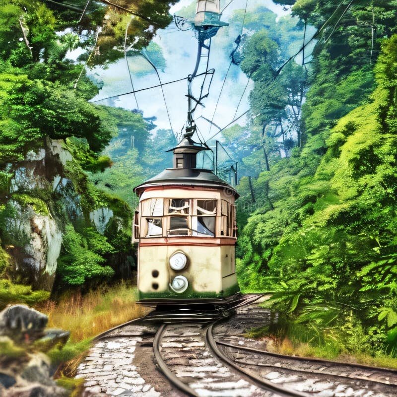 Fantasy Tramway - AI Generated Image Stock Illustration - Illustration ...