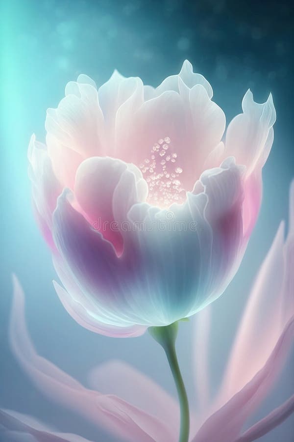 Fantasy Translucent White Rose in Glow Stock Illustration ...