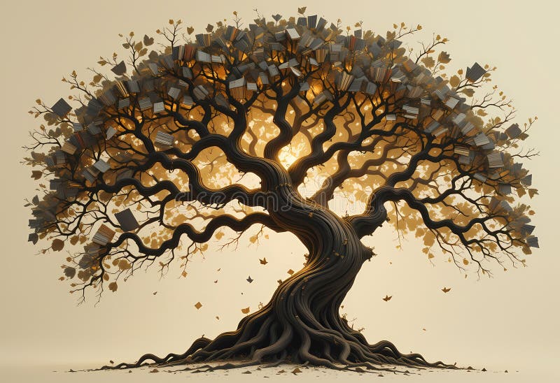 Fantasy Tree with Books As Leaves, Symbolizing Knowledge and Wisdom ...
